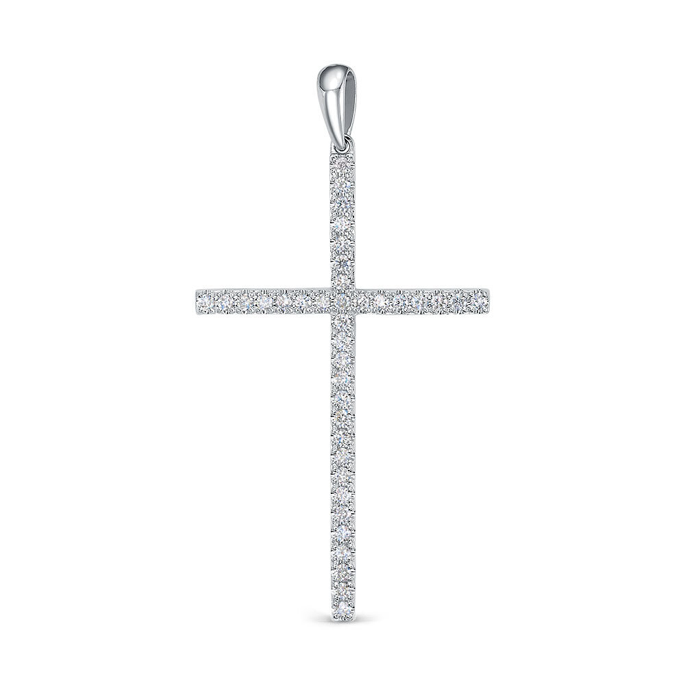 Крестик, золото, 585 проба, бриллиант