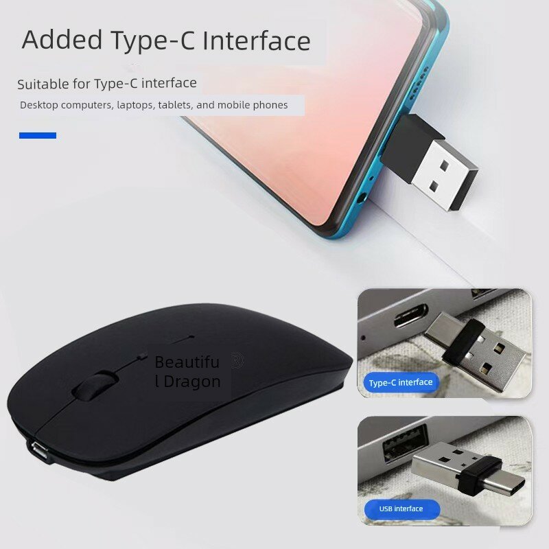 Беспроводная мышь Bluetooth Type-C, бесшумная, для iPad, планшетов, мобильных телефонов, настольных компьютеров,
