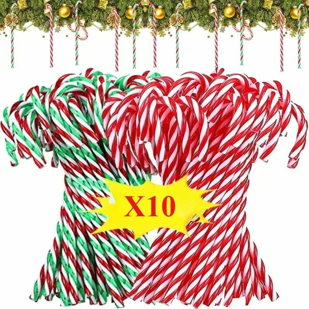 Рождественские леденцы-трости, праздничное украшение, 10 штук
