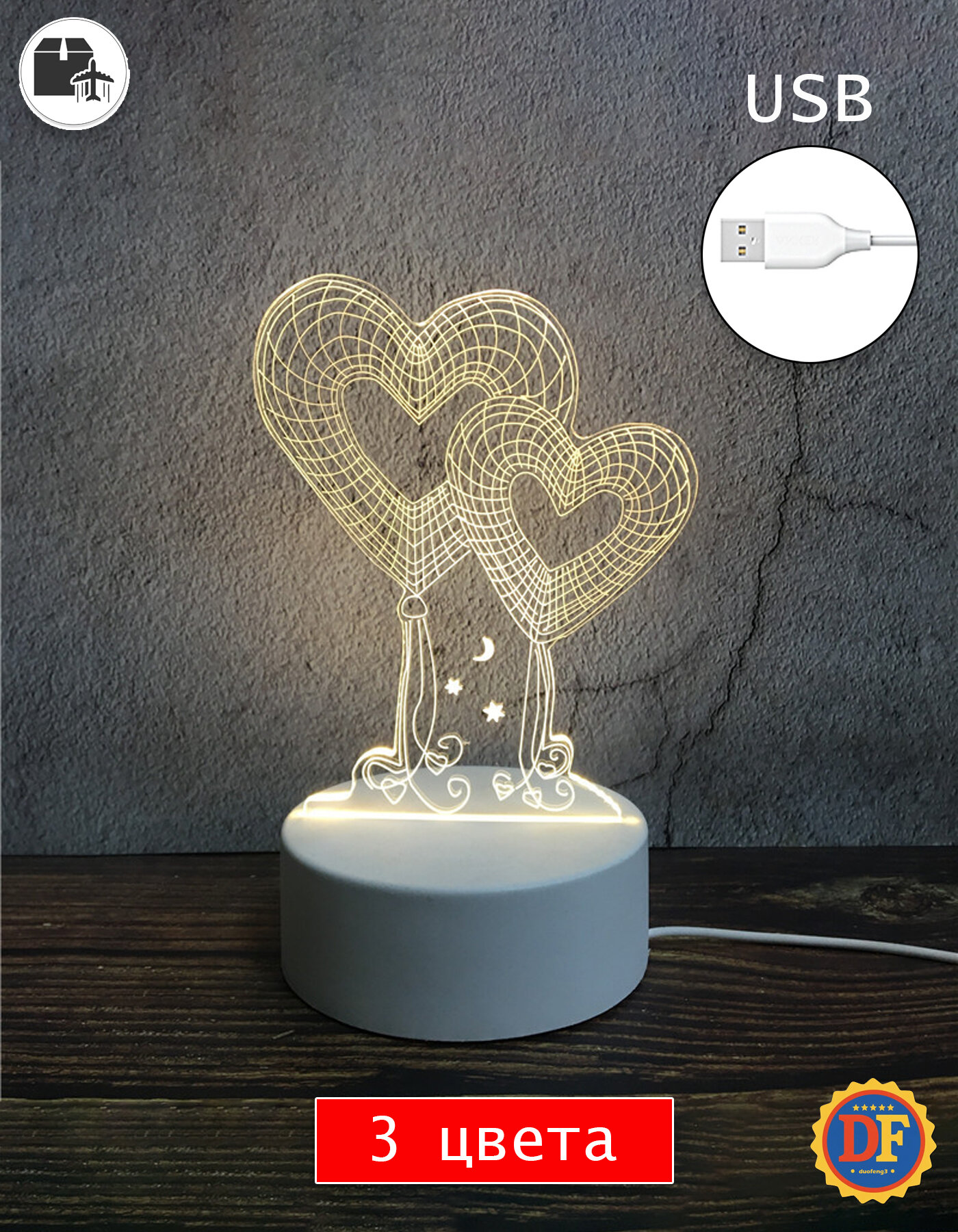 Коллекция 3D-ночников из акрила с сенсорным диммером — 25 дизайнов, USB, подарок на праздник