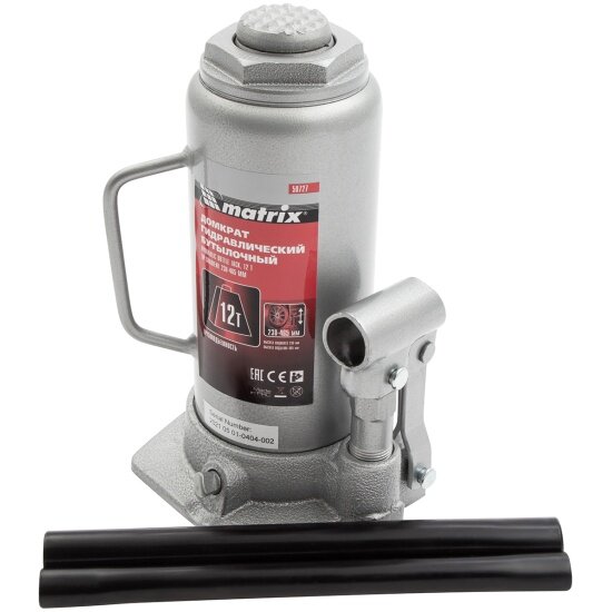 Домкрат гидравлический бутылочный Matrix 50727, 12 т, h подъема 230–465 мм