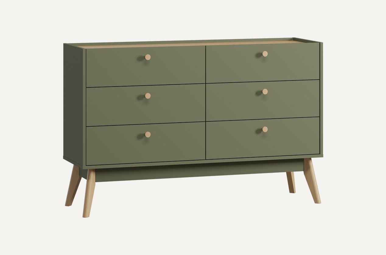 Комод Торвалль-3 Olive, divan.ru, 134х40х87 см, зеленый, лдсп