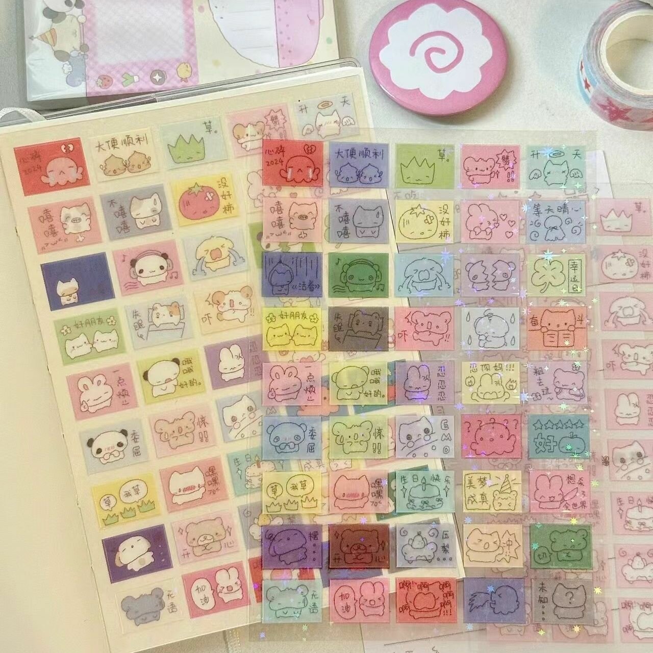 Наклейки эмоции ручной рисунок милые смайлики