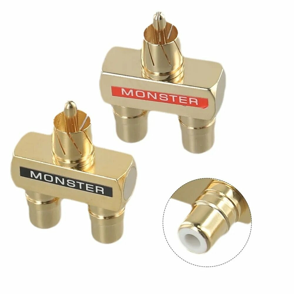 2шт Для адаптера RCA Audio Y Splitter от 1 Штекера до 2 Штекерных Позолоченных