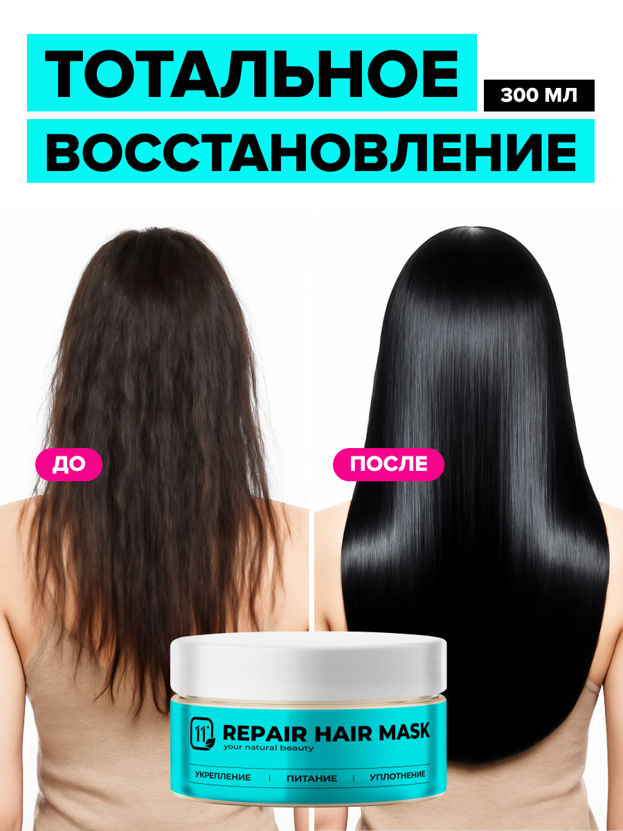 Восстанавливающая и увлажняющая маска для волос с кератином. SOS восстановление. Эффект ламинирования