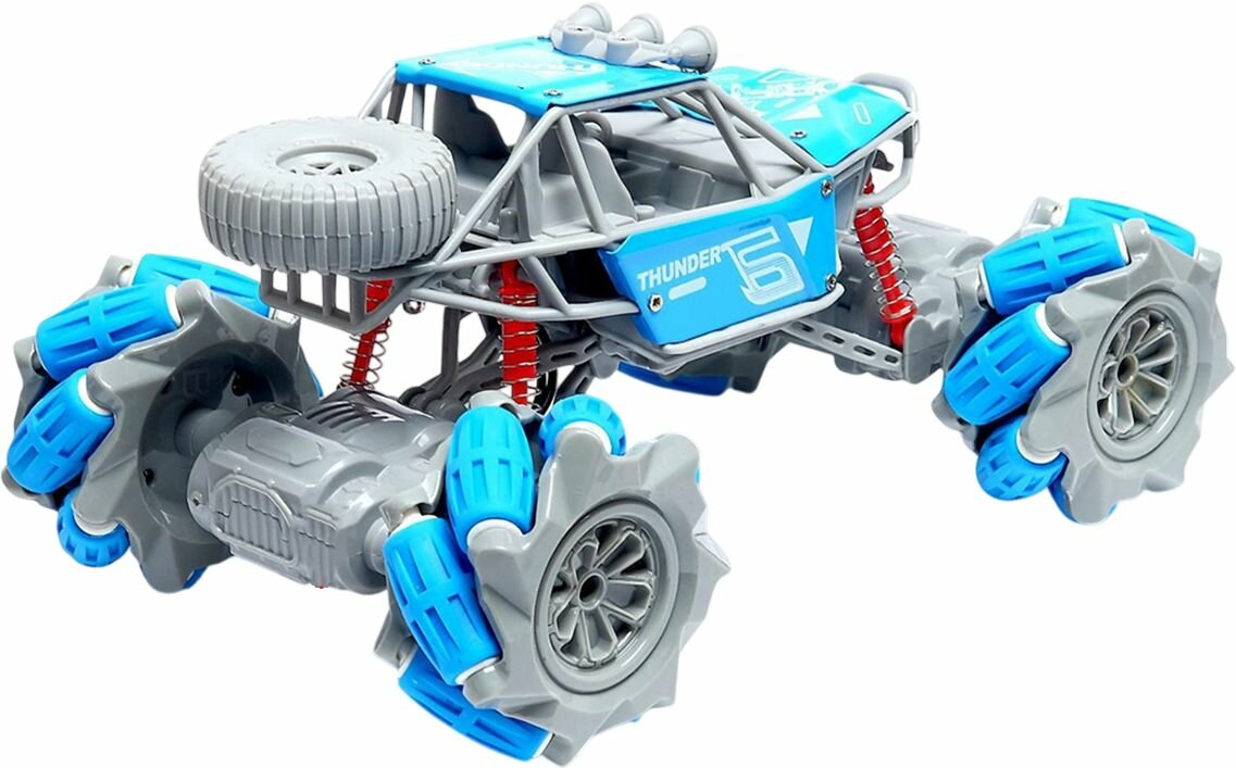 Машинка "Джип-акробат" 4WD на дистанционном управлении, машинка-внедорожник радиоуправляемая, детский игрушечный транспорт со сменными колесами, работает от аккумулятора, цвет синий