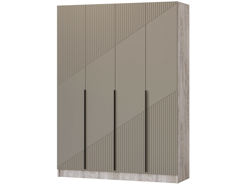 Шкаф 1,6 в современном стиле, с фасадами МДФ, Дуб эндгрейн/Крема