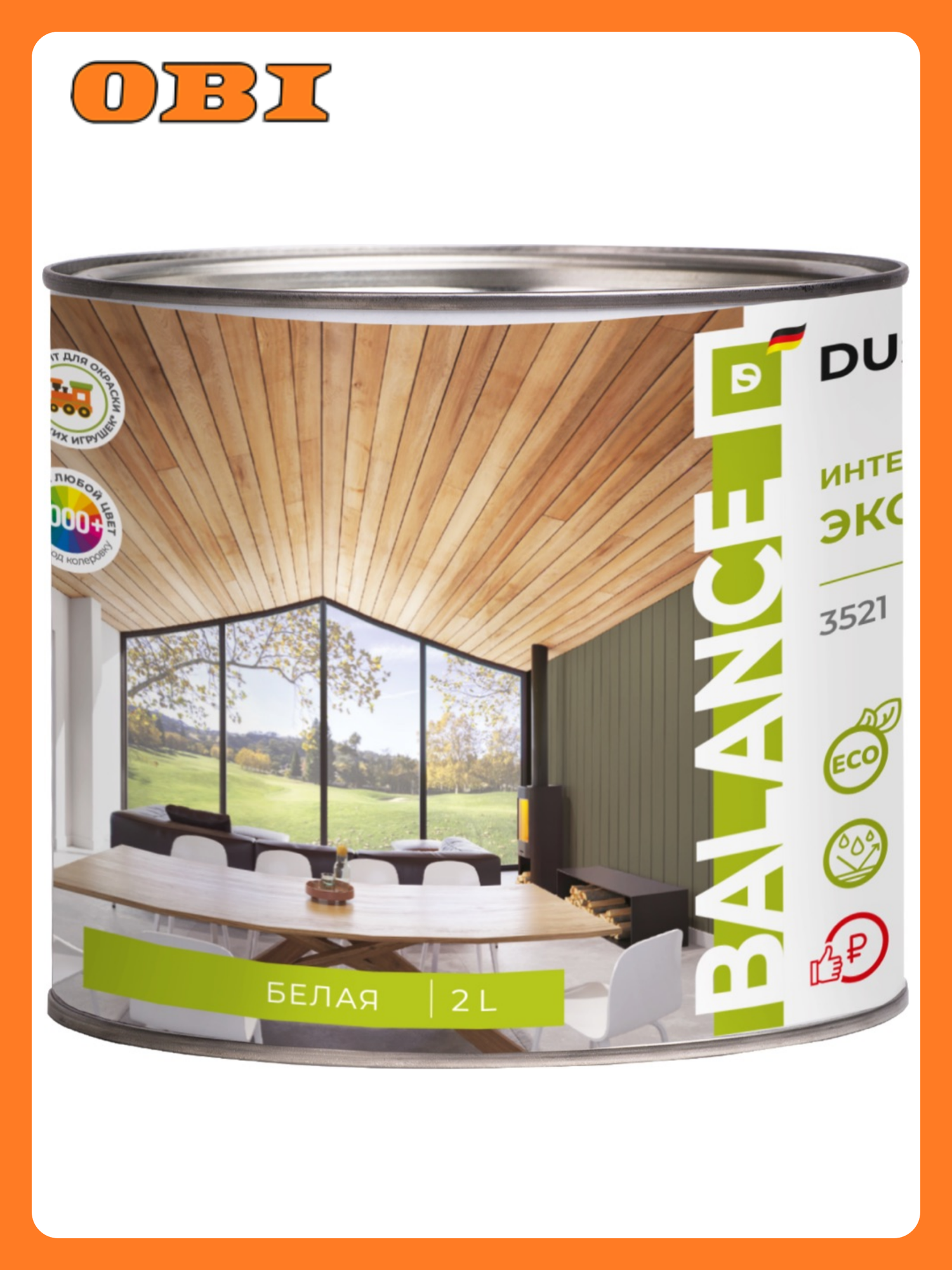 Эко-лазурь Dusberg BALANCE, для внутренних работ, белая, 2 л