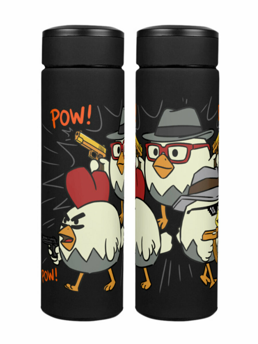 Термос «Чикен ган с курицей chicken gun» (черный)
