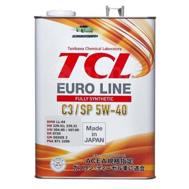 TCL Euro Line SP ACEA C3 5W40 4 литра Моторное масло для автомобиля