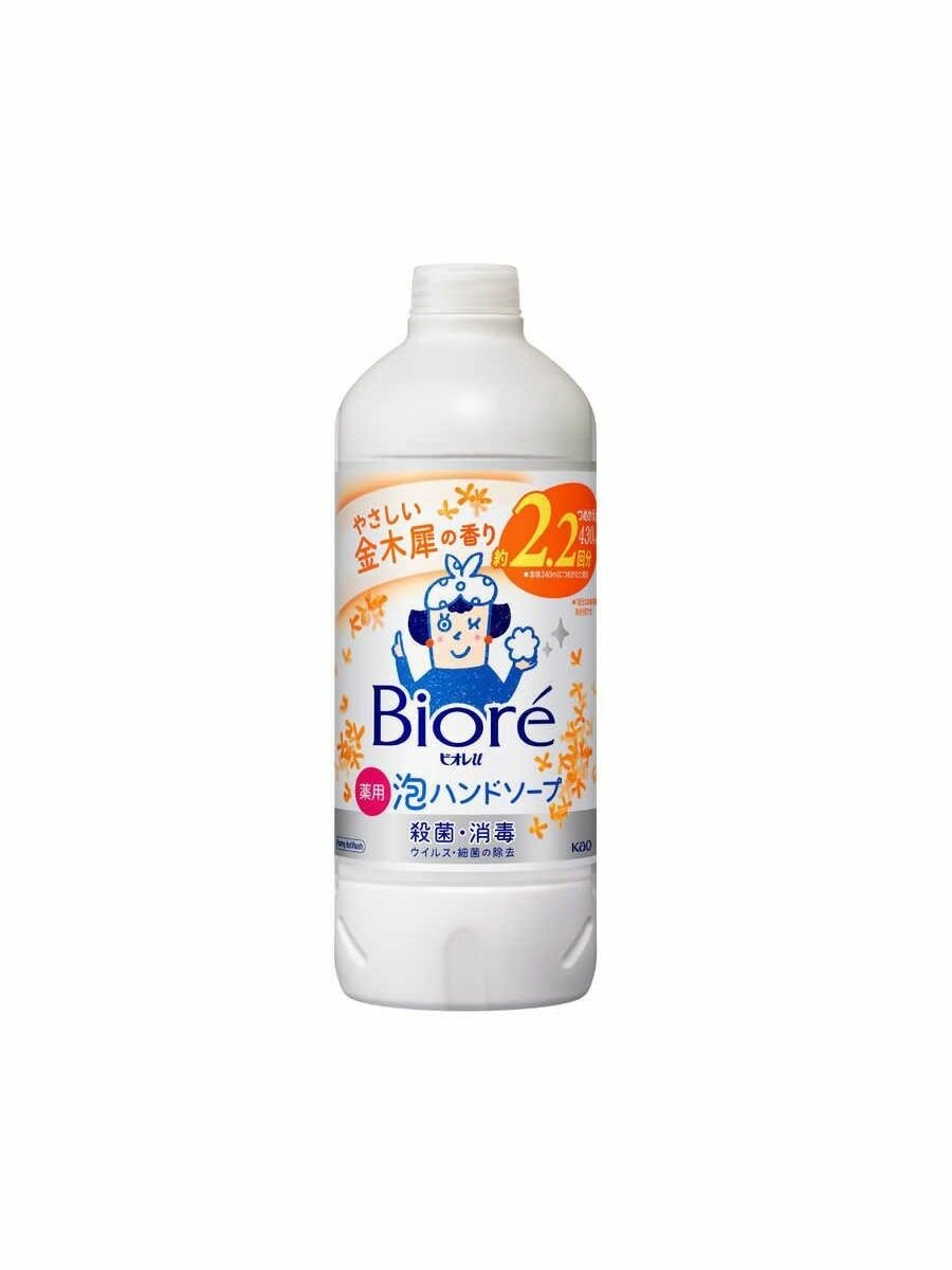 KAO Мыло пенка для рук Biore U Япония жидкое для дозатора с ароматом османтуса 430 мл