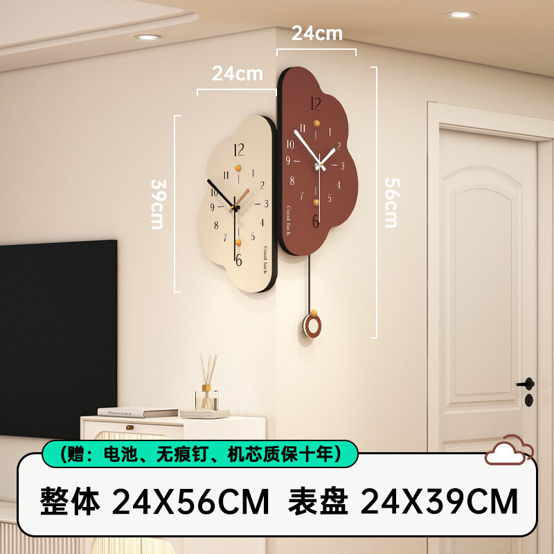 Угловые часы в стиле cream-coloured: двустенные, настенные, для декора гостиной, креативный дизайн