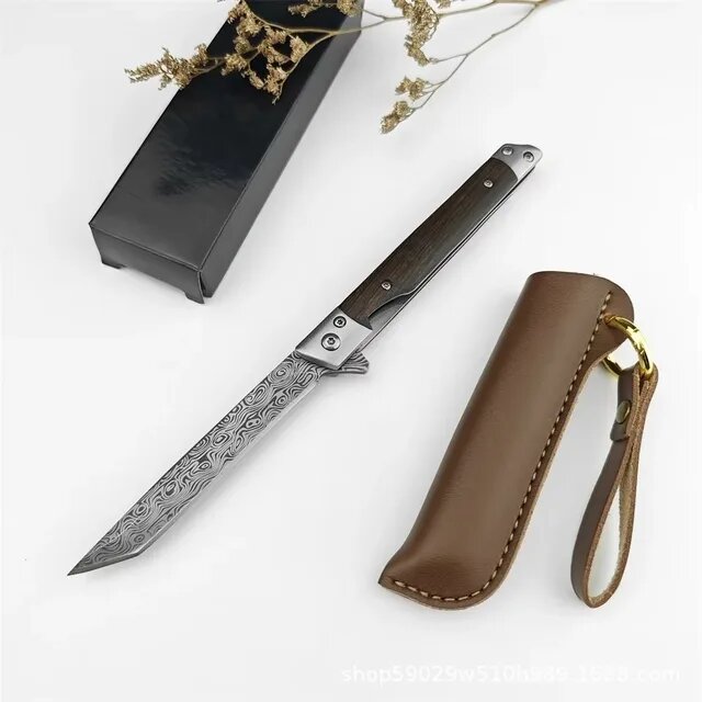 Складной нож из дамасской стали, быстрооткрывающийся карманный нож для повседневного использования, подходит для кемпинга на открытом воздухе, изготовлен из высокопрочной стали, коллекционный экземпляр.