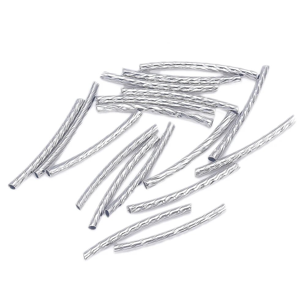 Медные изогнутые трубки для ювелирных изделий BEBUJEMAS 100 шт. 30mm, Rhodium Color