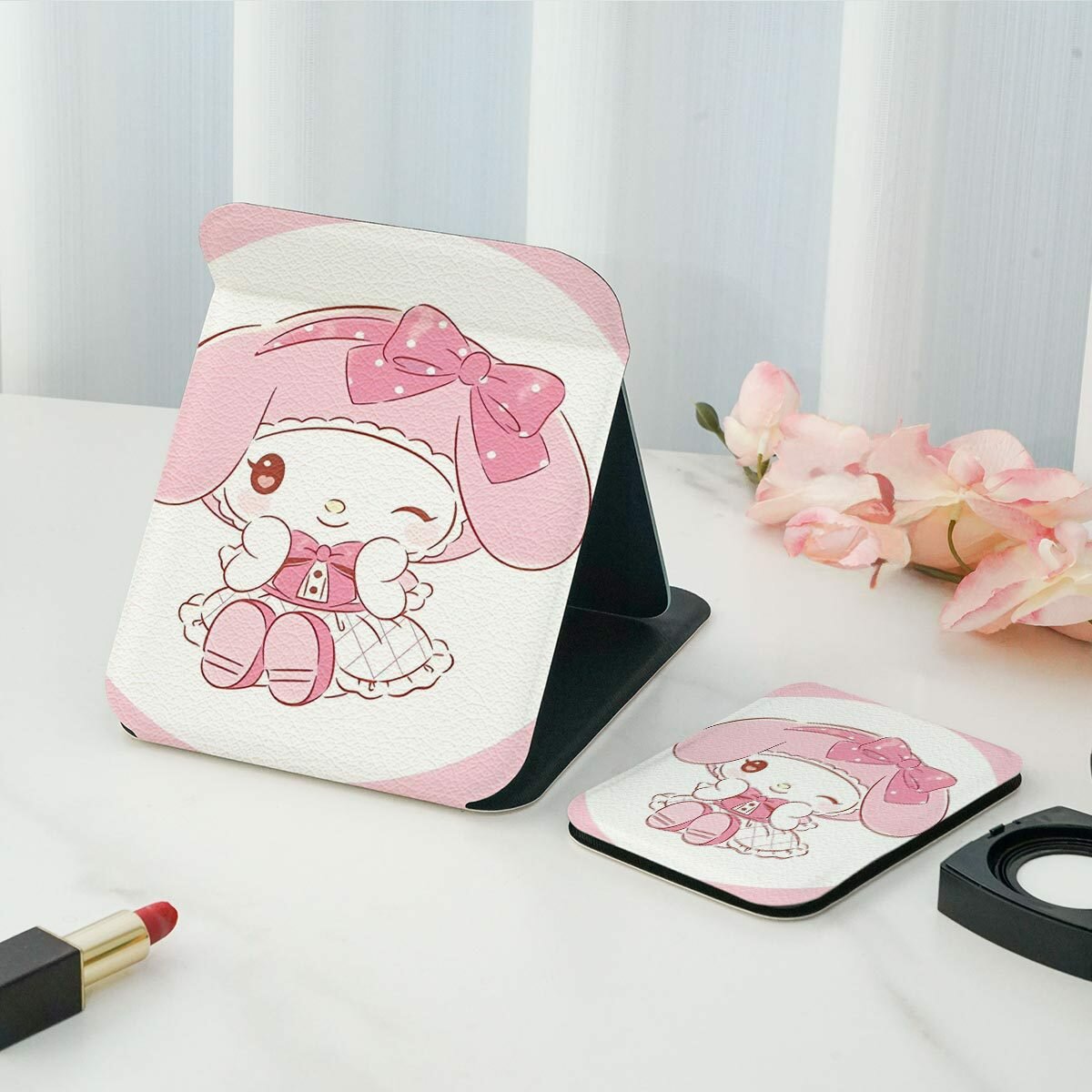 Двойная печатная складная туалетная зеркальная, большой размер 16x21 см, портативное зеркало для макияжа для студентов