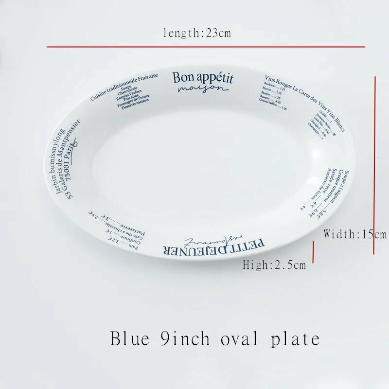 Керамический набор посуды из Кореи Синий, Blue 9inch plate