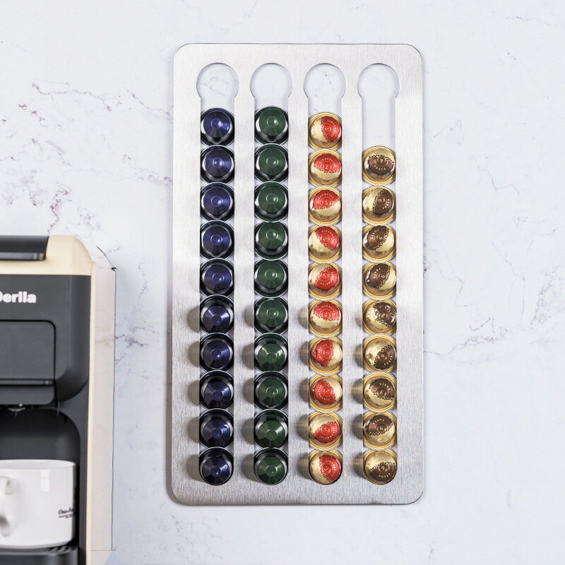 Кросс-бордерная подставка для кофейных капсул, без перфорации, из нержавеющей стали, настенная подставка для хранения и демонстрации кофейных капсул