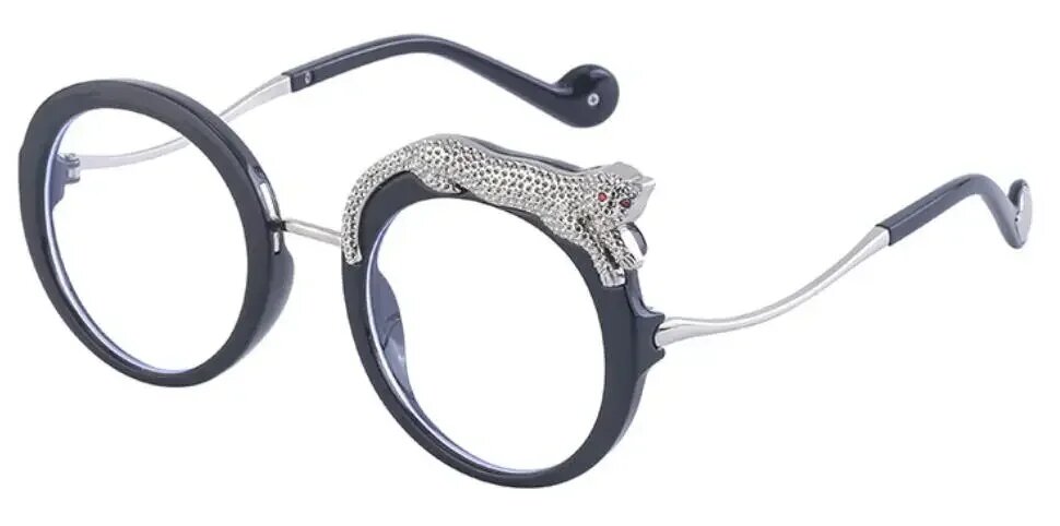 Зеленые круглые очки FELRES с защитой от синего света black silver, +300