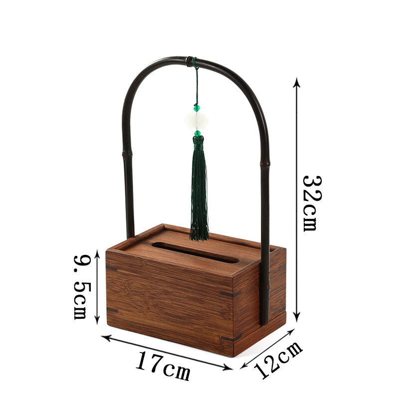 Бамбуковая ручная коробка для салфеток, коробка для хранения в чайном ресторане, прямоугольная портативная коробка в китайском стиле, простая домашняя ручная коробка для салфеток