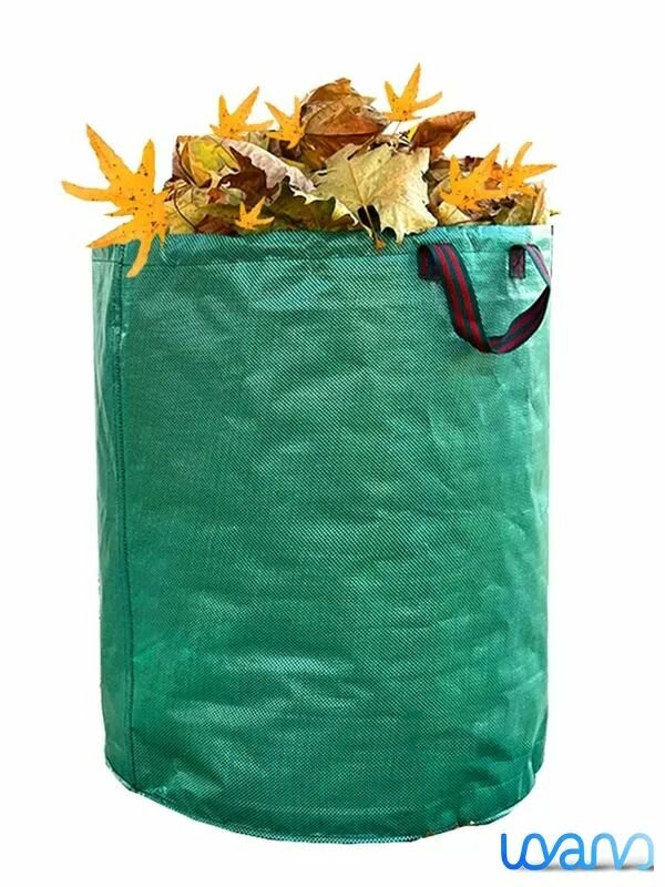 Мешки для мусора, 272л, (Многоразовый, Складной, С ручкой), Цвет: Зеленый, 1шт