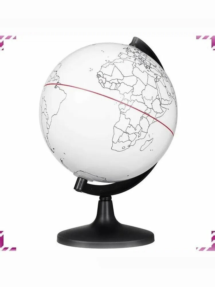 Глобус для раскрашивания Белый неокрашенный глобус размером 22Х14Х10 см