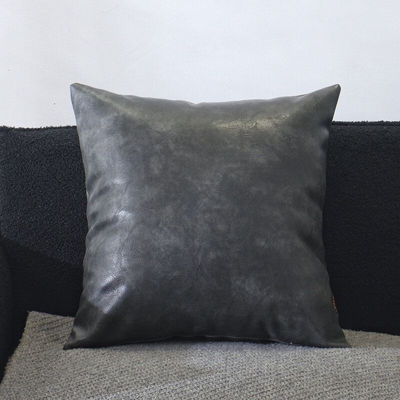 Однотонная ретро кожаная подушка PU ультратонкая мягкая кожа текстура коровьей кожи декоративная подушка для дивана с возможностью настройки