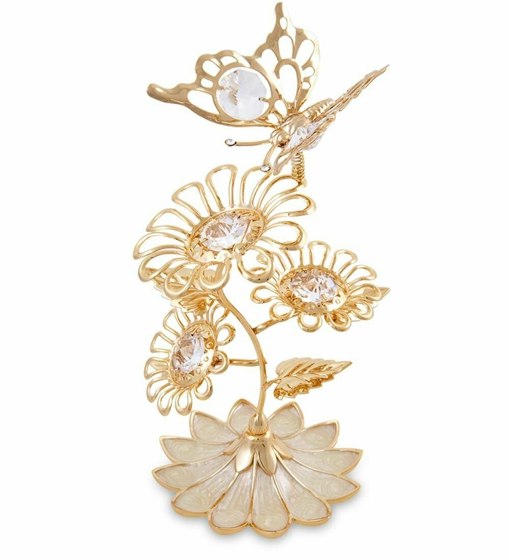 Композиция Бабочка на трех цветках A574630 Crystal Temptations, Металл, кристалл