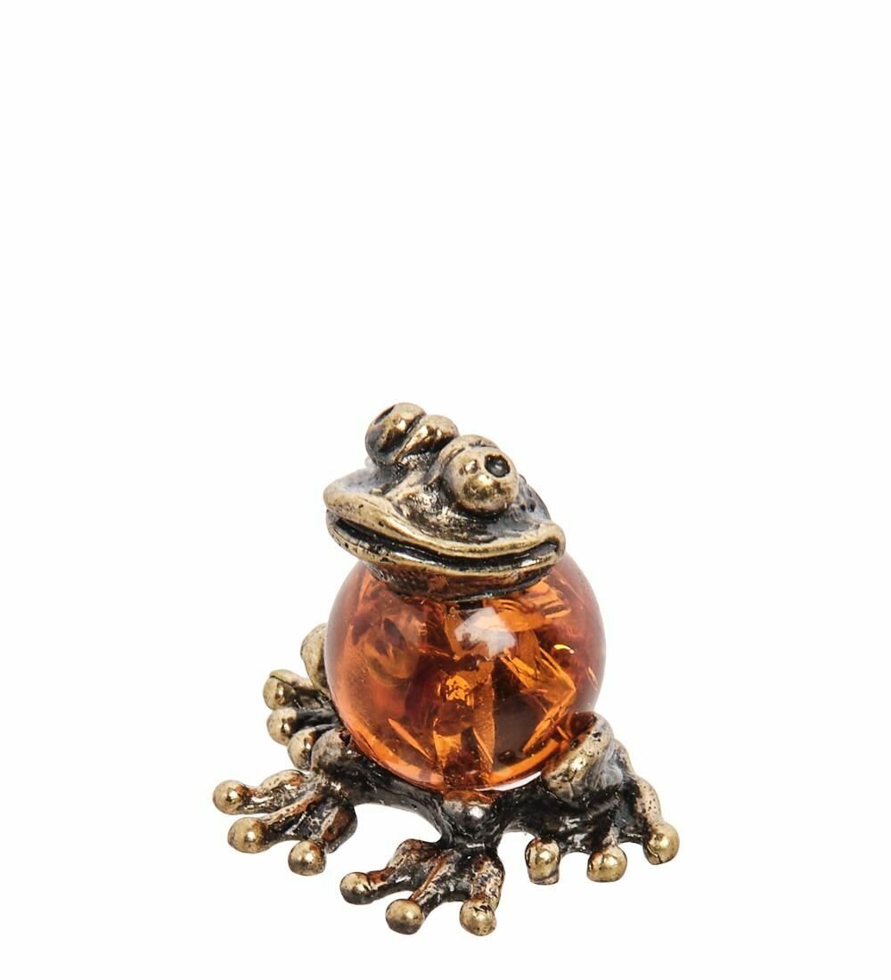 Фигурка Лягушка шарик (латунь, янтарь) A1966922 Народные промыслы, бронзовый