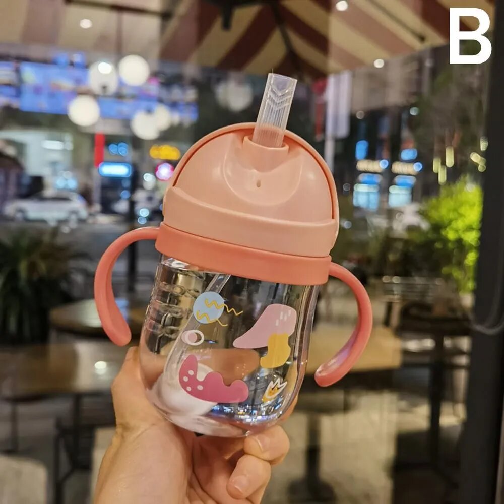 250мл, детская чашка для воды, Кружка-Поильник с силиконовой трубочкой, непроливайка, бутылка для кормления, с ручками