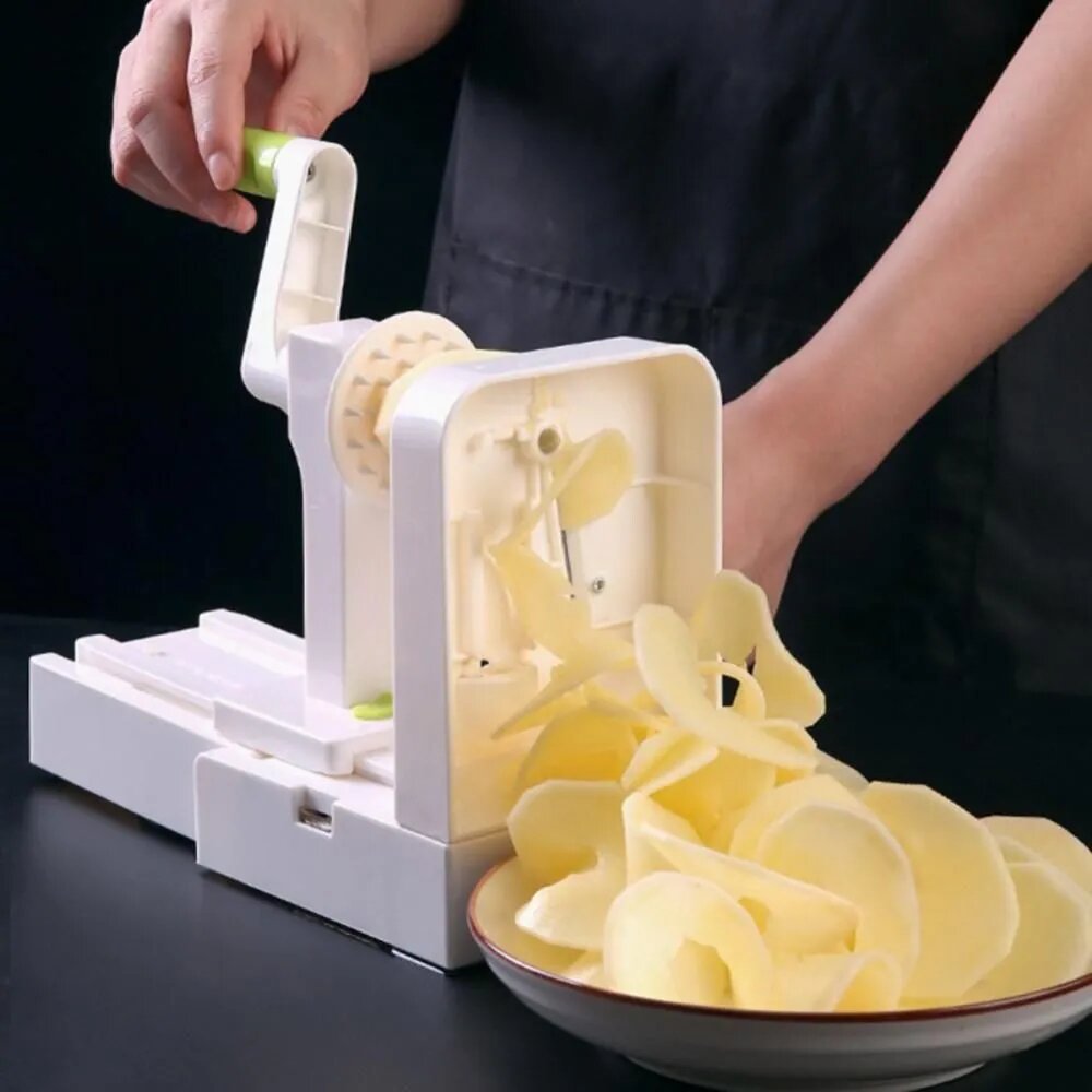 Капусторезка Молния, Многофункциональная ручная вращающаяся терка Mandolin Slicer, Салатовый, Китай — фото 1