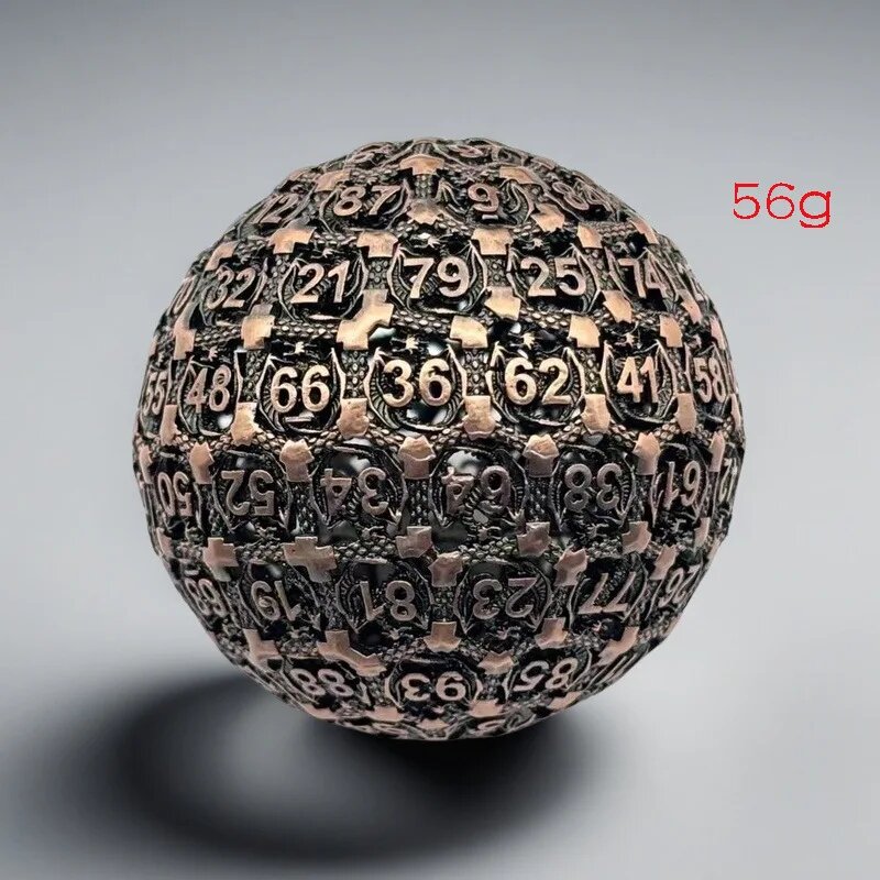Металлический кубик D100 для настольных игр Red copper