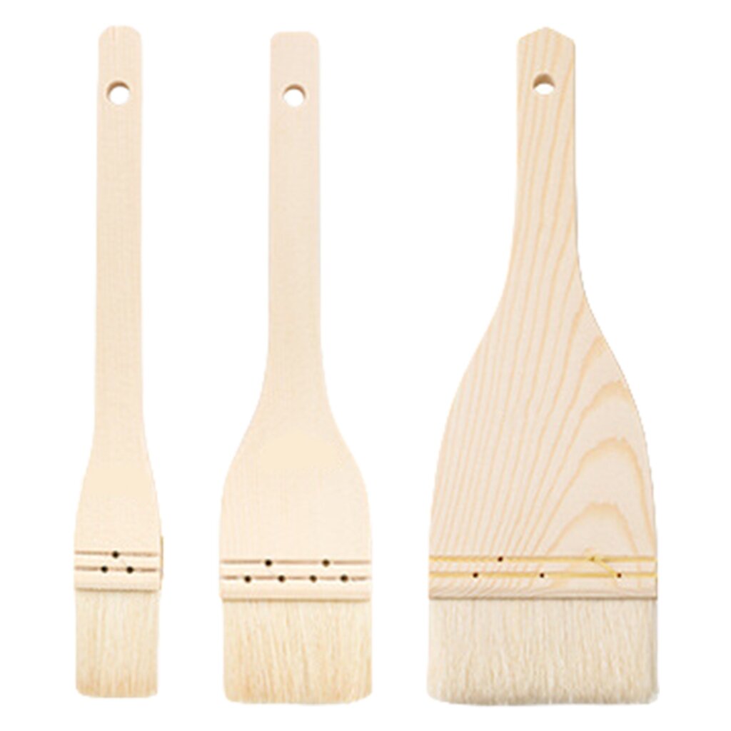 Упаковка из 3 Мягких Шерстяных Кисточек Для Выпечки Тортов Кондитерских Изделий И Барбекю С Деревянной Ручкой Универсальный Кухонный Инструмент