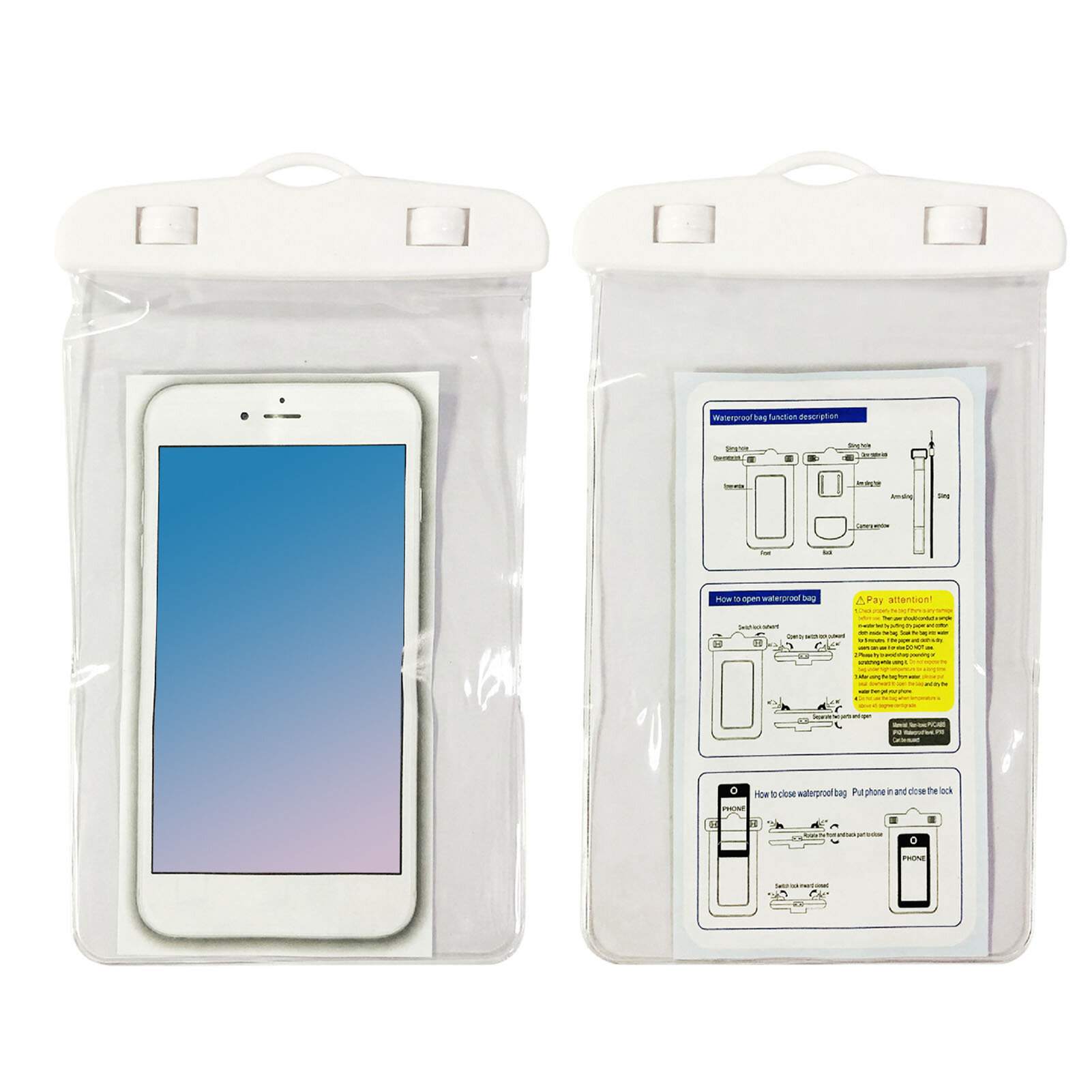 Водонепроницаемый чехол для мобильного телефона, универсальный водонепроницаемый чехол для телефона для подводного плавания, белый светящийся.