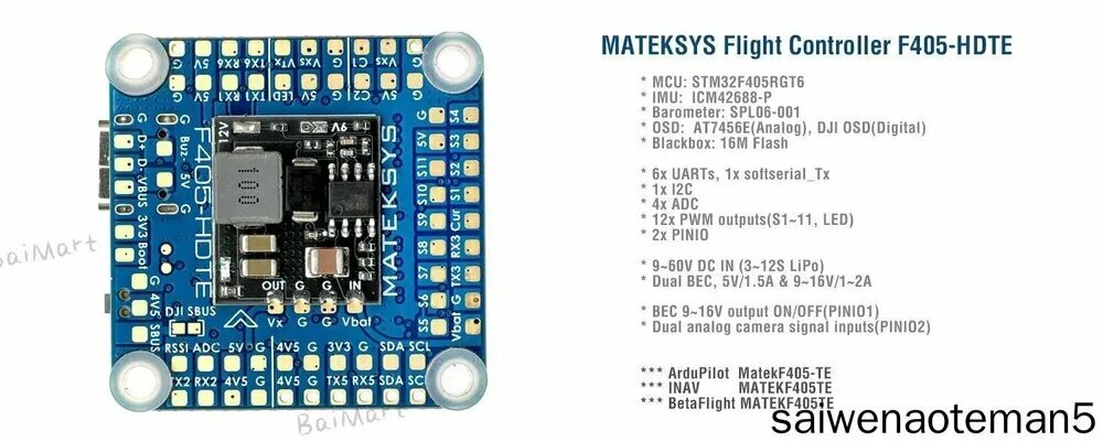 F405-HDTE система управления полетом ArduPilot BF барометр черный ящик экранное меню D ДЖИ ХД