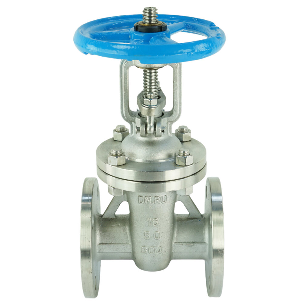 Задвижка клиновая 30нж41нж DN.ru 304-304-M-2W-F-S Ду150 Ру16 фланцевая, корпус - нержавеющая сталь 304, материал клина - нержавеющая сталь 304, уплотнение - металл, со штурвалом GAIR (опрессовано)