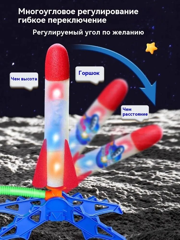 Игрушечная ракета с подсветкой, запускается на 30 метров, для детей от 3 до 5 лет — фото 1