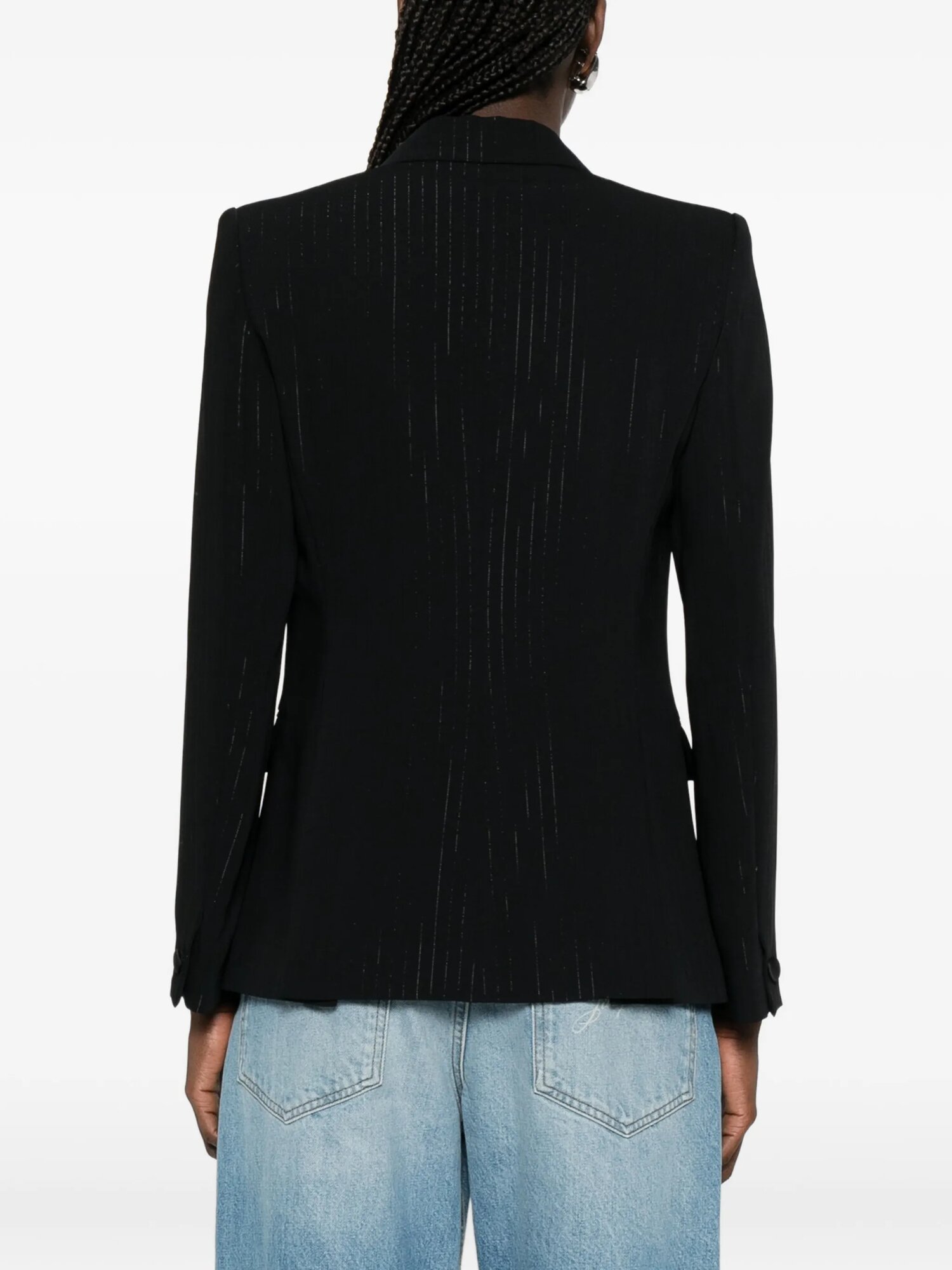 Куртка EMPORIO ARMANI Striped single-breasted jacket, размер 38, черный — фото 1