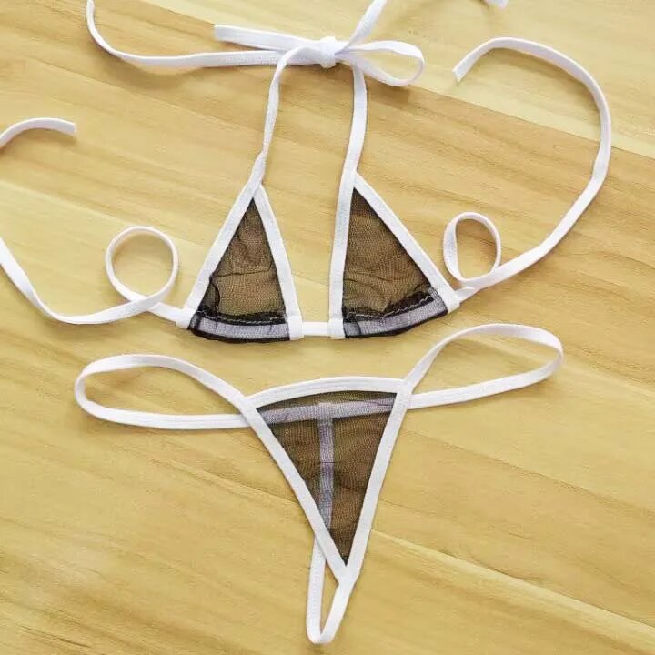 Женские экзотические комплекты, сексуальные треугольные бикини, экстремальные комплекты, открытые микро-стринги, купальник, мини-стринги, купальник, нижнее белье, ночное белье черный