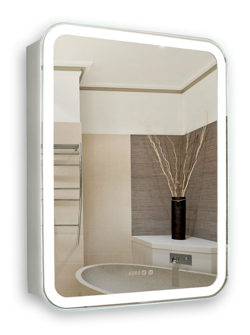 Зеркало-шкаф Azario Фиджи 50 508*756*140 (LED-00002361) подсветка+диммер+сенсорный выключатель+часы