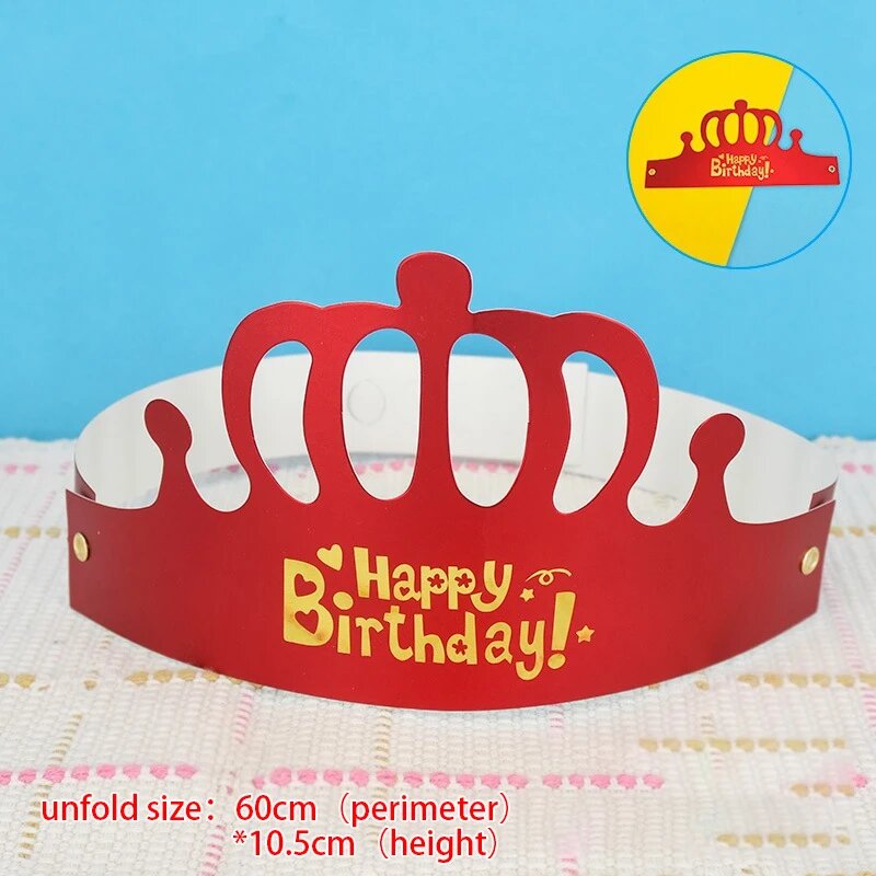 Складная женская шляпа из золотой фольги, красная шляпа для детей на первый день рождения, для взрослых, корона на день рождения