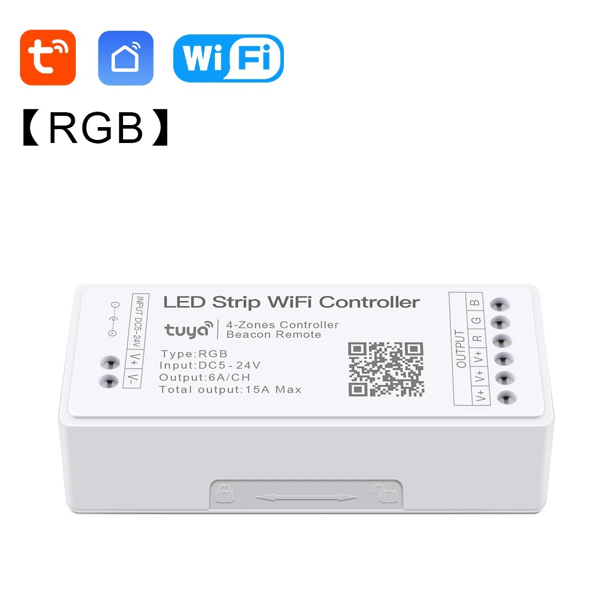 RGB WiFi контроллер LED лент Tuya 4-Zone 15A
