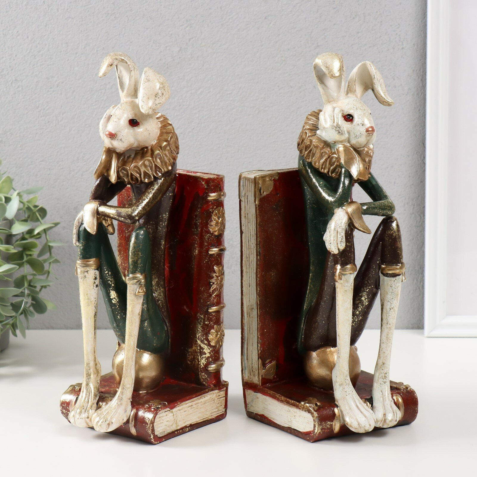 Держатель - подставка для книг «Придворные зайцы», набор 2 шт, 25×10×30.5 см