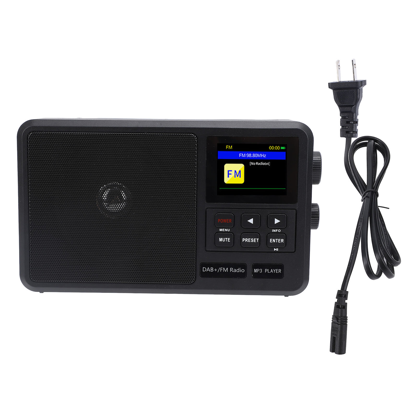 Портативное FM-радио с USB, Bluetooth, большой ручкой настройки, таймером отключения/отключения, беспроводным доступом в интернет и DAB-радио, подходит для вилок США, напряжение 100–240 В.