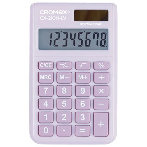 Калькулятор карманный CROMEX (кромекс) CX-210N-LV (96х62 мм), 8 разрядов, двойное питание, сиреневый, 273836