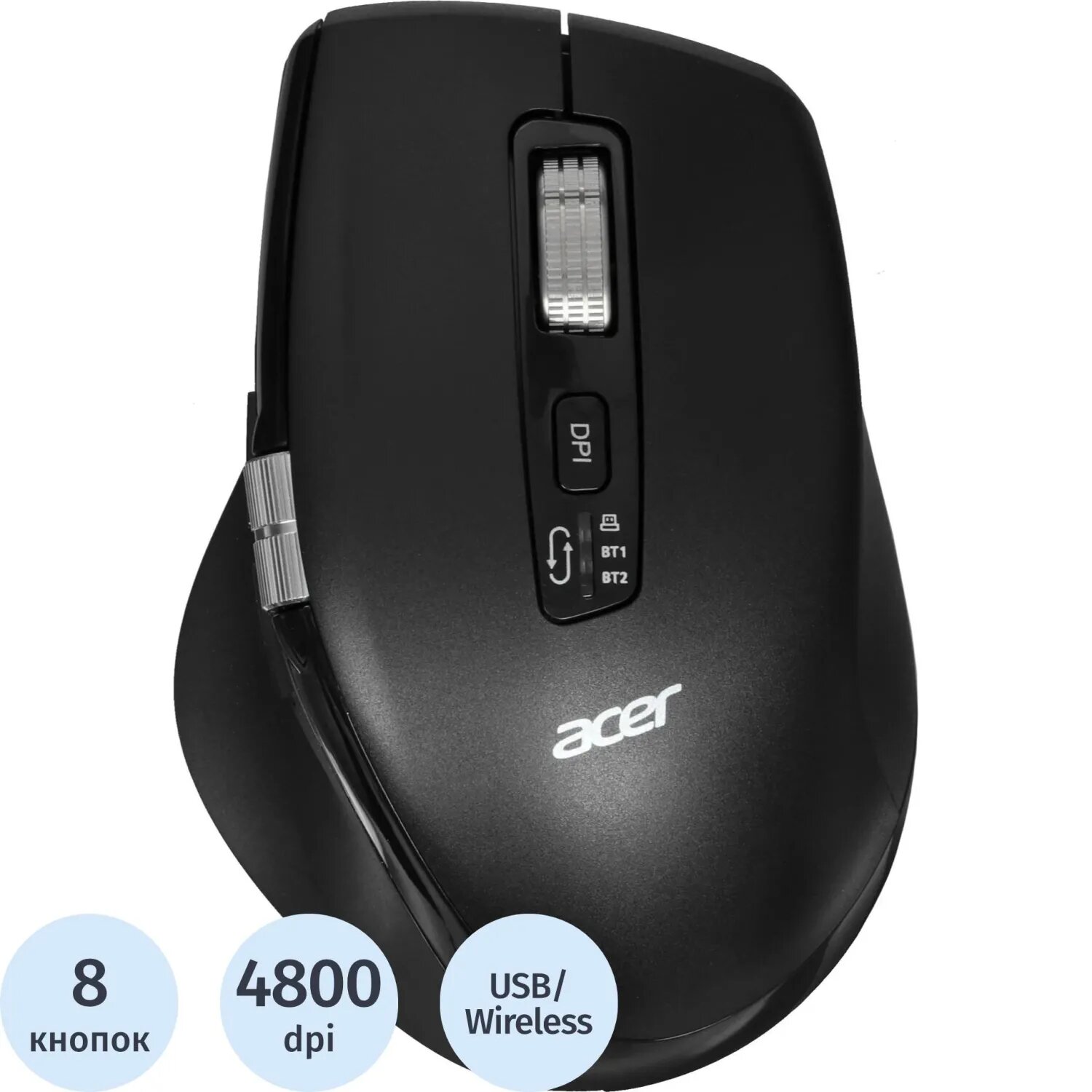 Мышь компьютерная Acer OMR406, черн, оптич,4800dpi, BT/Radio, USB(ZL. MCEEE.02W)