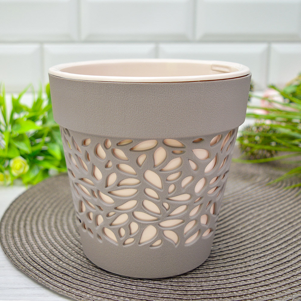 Кашпо Блоссом 1.5л, мокачино/пудра