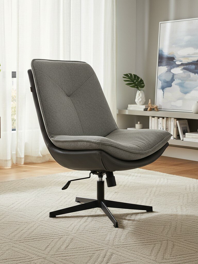 Кресло для отдыха лаунж TetChair, велюр/букле/экокожа, графит