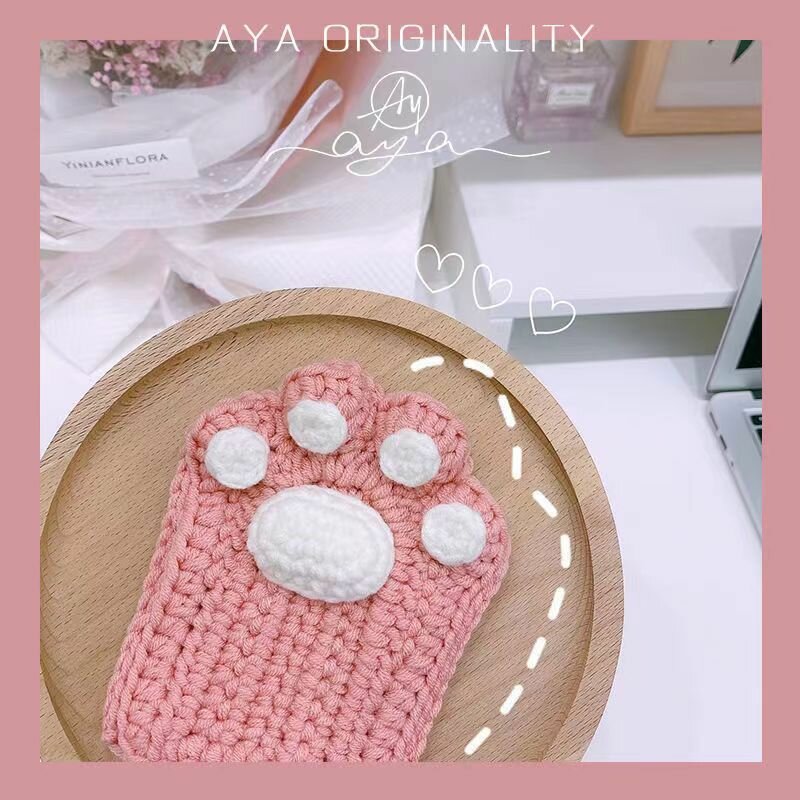 Вязаные перчатки с кошачьими лапками, набор для ручного вязания, полупальцевые перчатки для девушки, осень-зима