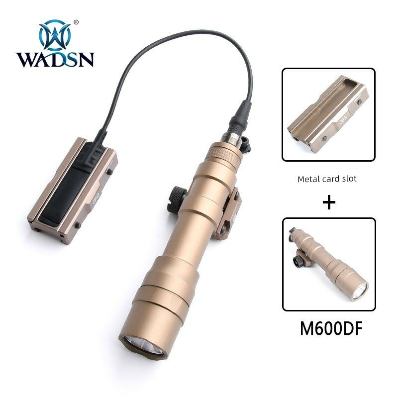 Светодиодный фонарик WADSN M600 песочный, подсвеченный хвостовой капот + металлический крепеж для планки, 1400 люменов