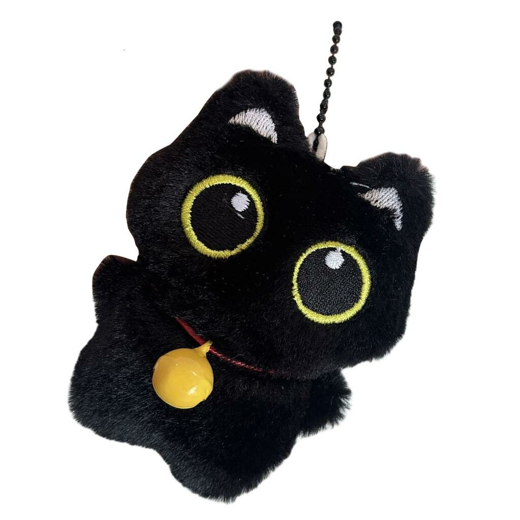 Мягкая черная кошечка с бубенцами, брелок-подвеска, Стиль5